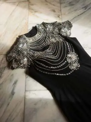Mac Duggal High Neck Embellished Column Gown