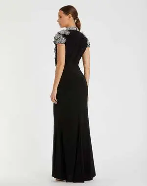 Mac Duggal High Neck Embellished Column Gown