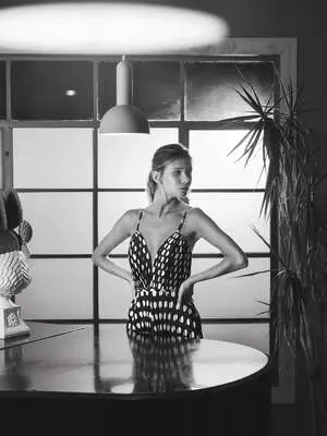 Mac Duggal Pleated Charmeuse Polka Dot Jumpsuit
