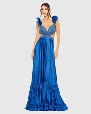 Women's Royal Blue Cut Out Gown