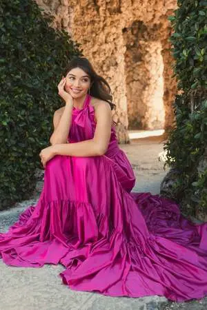 Mac Duggal Ruffle Tiered Halter Neck Gown