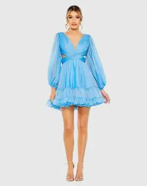 Chiffon Long Sleeve Mini Dresses