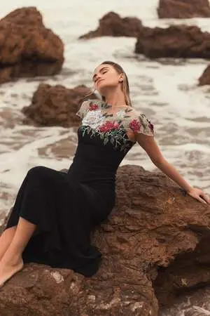 Mac Duggal Embellished Floral Column Gown