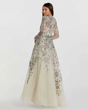 Mac Duggal Floral Embellished A-line Gown