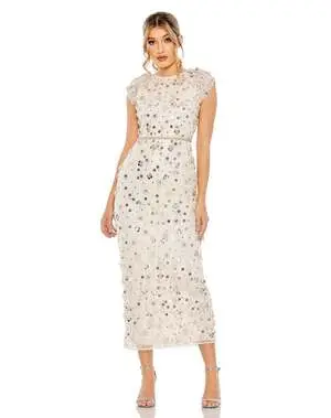Mac Duggal Floral Applique Sheath Gown