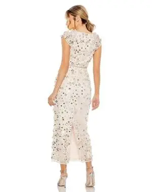 Mac Duggal Floral Applique Sheath Gown