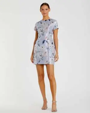 Mac Duggal Floral Mini Dress - Blue Multi
