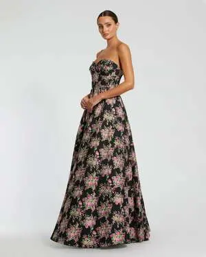 Mac Duggal Strapless Sweetheart Floral Ballgown