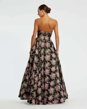 Mac Duggal Strapless Sweetheart Floral Ballgown
