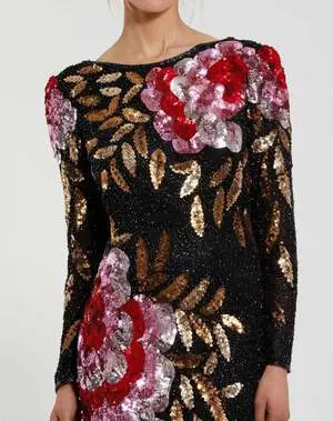 Mac Duggal Embellished Floral Backless Gown