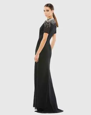 Mac Duggal Embellished Shoulder Evening Gown