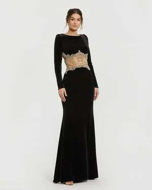 Sheer Long Sleeve Evening Dresses
