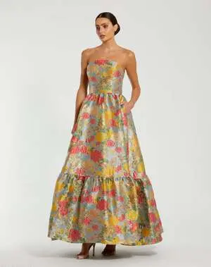 Women's Floral Brocade Maxi Dresses