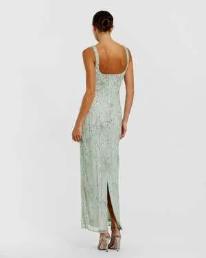 Mac Duggal Beaded Bow Embellished Midi Dress - Green
