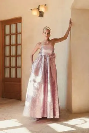 Mac Duggal Metallic Brocade Gown With Bow