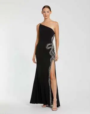 Mac Duggal Jersey Trumpet Gown With Embellished Cut-outs