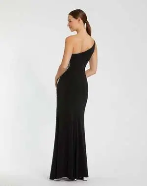 Mac Duggal Jersey Trumpet Gown With Embellished Cut-outs