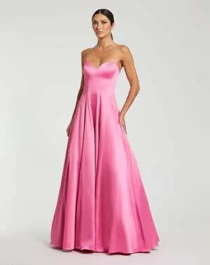 Mac Duggal Strapless Satin Ball Gown With Bow Detail - Pink