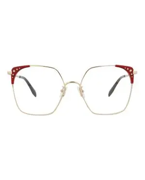 Alexander McQueen Square-frame Metal Optical Frames - Gold Gold Transparent (am0312o/30010858/002)
