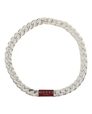 Gucci Trademark Enamel Chain Necklace - Silver