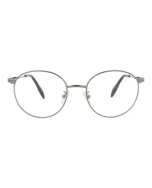 Alexander McQueen Round-frame Metal Optical Frames - Ruthenium Ruthenium Transparent (am0232o/30008070/001)