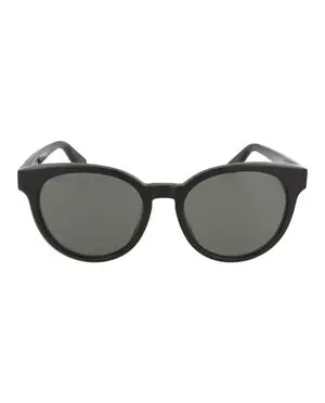 Saint Laurent Acetate Round Frame Sunglasses - Shiny Black (slm25k/30002244/001)