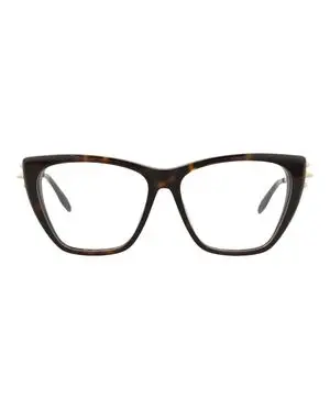 Alexander McQueen Acetate Cat Eye Optical Frames - Havana Gold Transparent (am0341o/30011489/002)