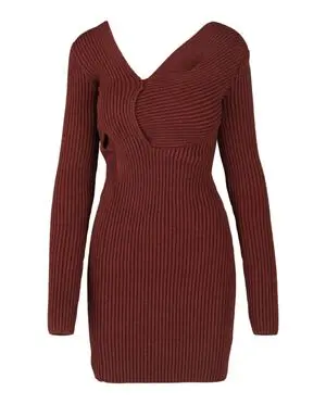 Bottega Veneta Asymmetrical V-neck Sweater Dress - Rust