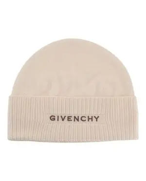 Givenchy Ribbed Embroidered Logo Beanie - Eggshell