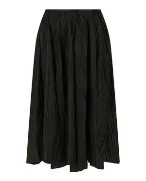 FERRAGAMO Leather Pleated Midi Skirt