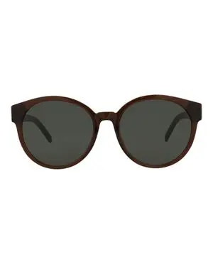 Saint Laurent Round Frame Acetate Sunglasses - Brown Brown Grey (slm31f/30006097/010)