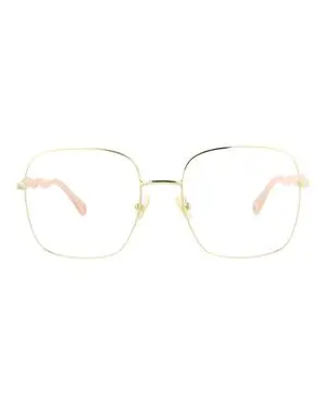 Chloé Square-Frame Metal Optical Frames Gold Pink (ch0056o/30011442/003)