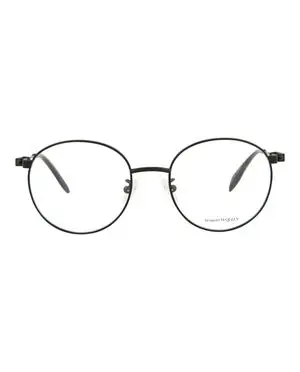 Alexander McQueen Round-frame Optical Frames - Black Black Transparent (am0232o/30008070/002)
