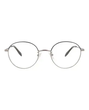 Alexander McQueen Round-frame Metal Optical Frames - Ruthenium Ruthenium Transparent (am0369o/30012347/006)