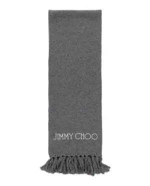 JIMMY CHOO Wool Logo Scarf - Grey