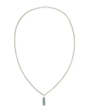 Gucci Sterling Logo Plaque Necklace - Silver