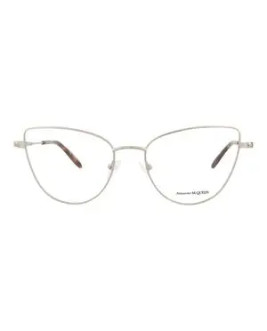 Alexander McQueen Cat Eye Metal Optical Frames - Silver Silver Transparent (am0268o/30008678/003)