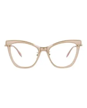 Alexander McQueen Acetate Cat Eye Optical Frames - Nude Gold Transparent (am0265o/30008684/003)