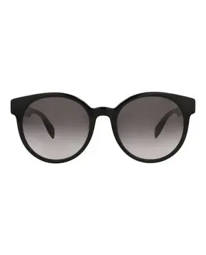 Alexander McQueen Acetate Round Frame Sunglasses - Black Black Grey (am0349sa/30012323/001)