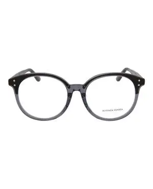 Bottega Veneta Acetate Optical Round Frame Glasses - Grey Grey Transparent (bv0176oa/30002496/001)