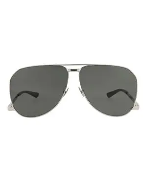 Saint Laurent Aviator Frame Sunglasses - Silver Silver Grey (sl690dust/30015233/002)