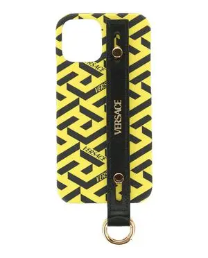 Versace Coated Canvas La Greca Iphone 12 Case - Yellow Black