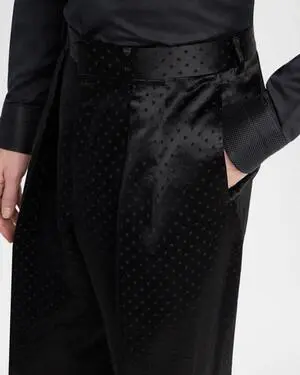 TOM FORD Satin Jacquard Double-pleated Trousers - Black