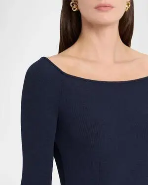 FAVORITE DAUGHTER The Sara Off-shoulder Midi Dress - Navy