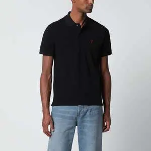 AMI Paris De Coeur Polo Shirt - Black