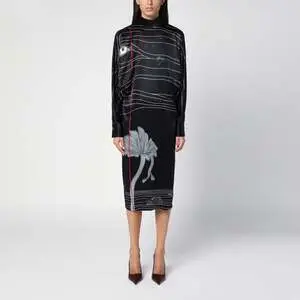 FERRAGAMO Silk Satin Midi Dress - Black