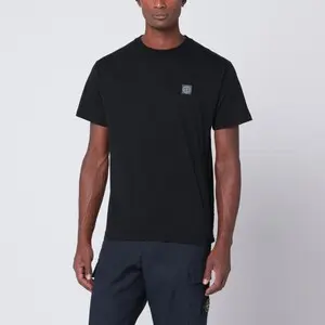 Stone Island Cotton T-shirt With Logo Patch - Black