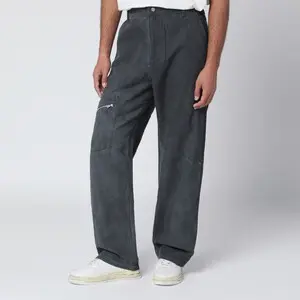 REPRESENT Washed-effect Cotton Trousers - Black