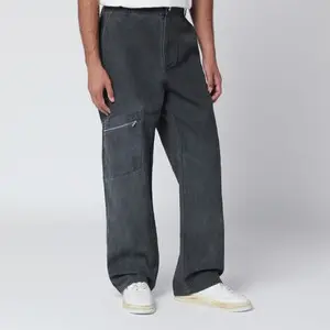 REPRESENT Washed-effect Cotton Trousers - Black