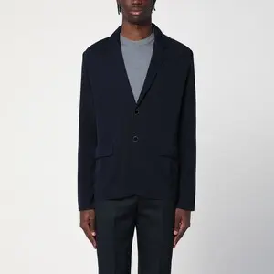 LARDINI Single-breasted Knitted Jacket - Blue